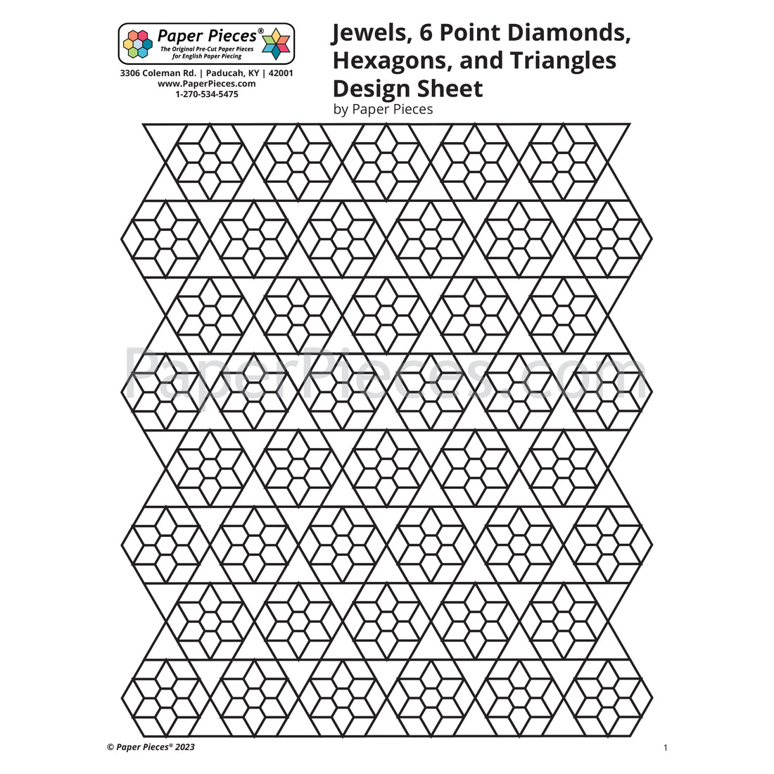 Jewels, 6 Point Diamonds, Hexagons, and Triangles Design Sheet – Paper ...