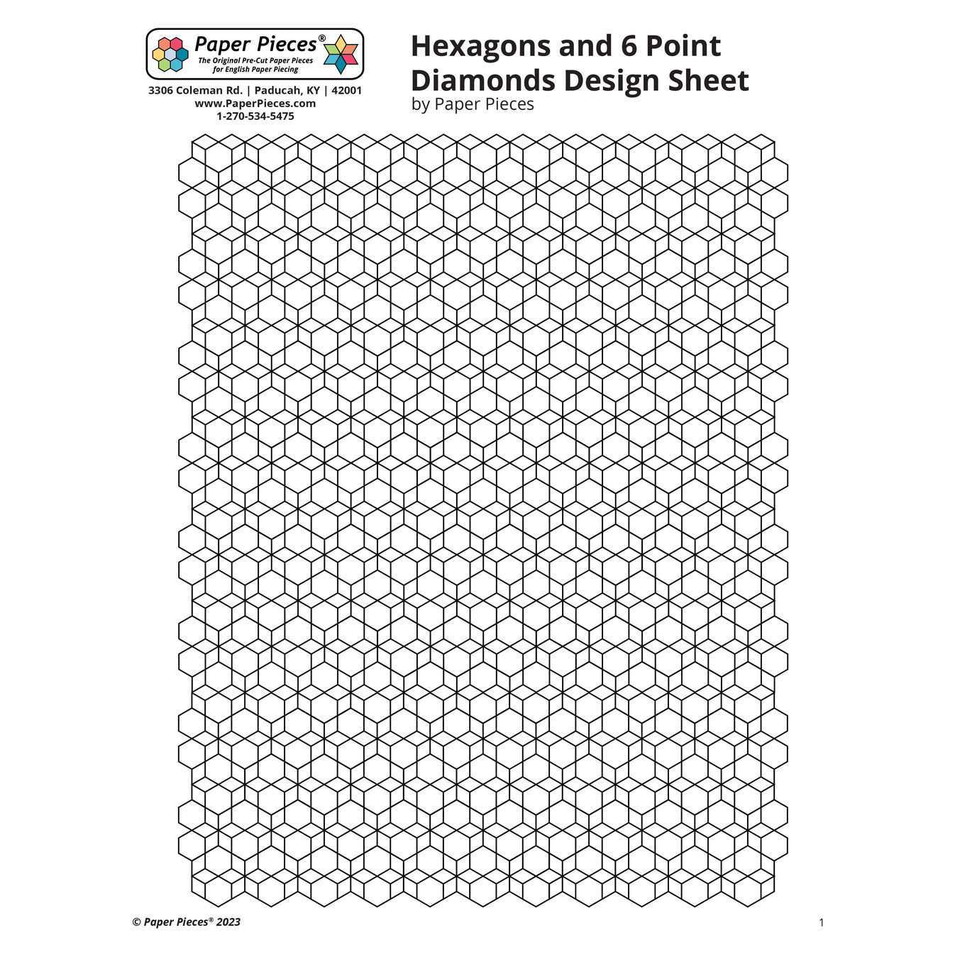 Hexagons and 6 Point Diamonds Design Sheet – Paper Pieces