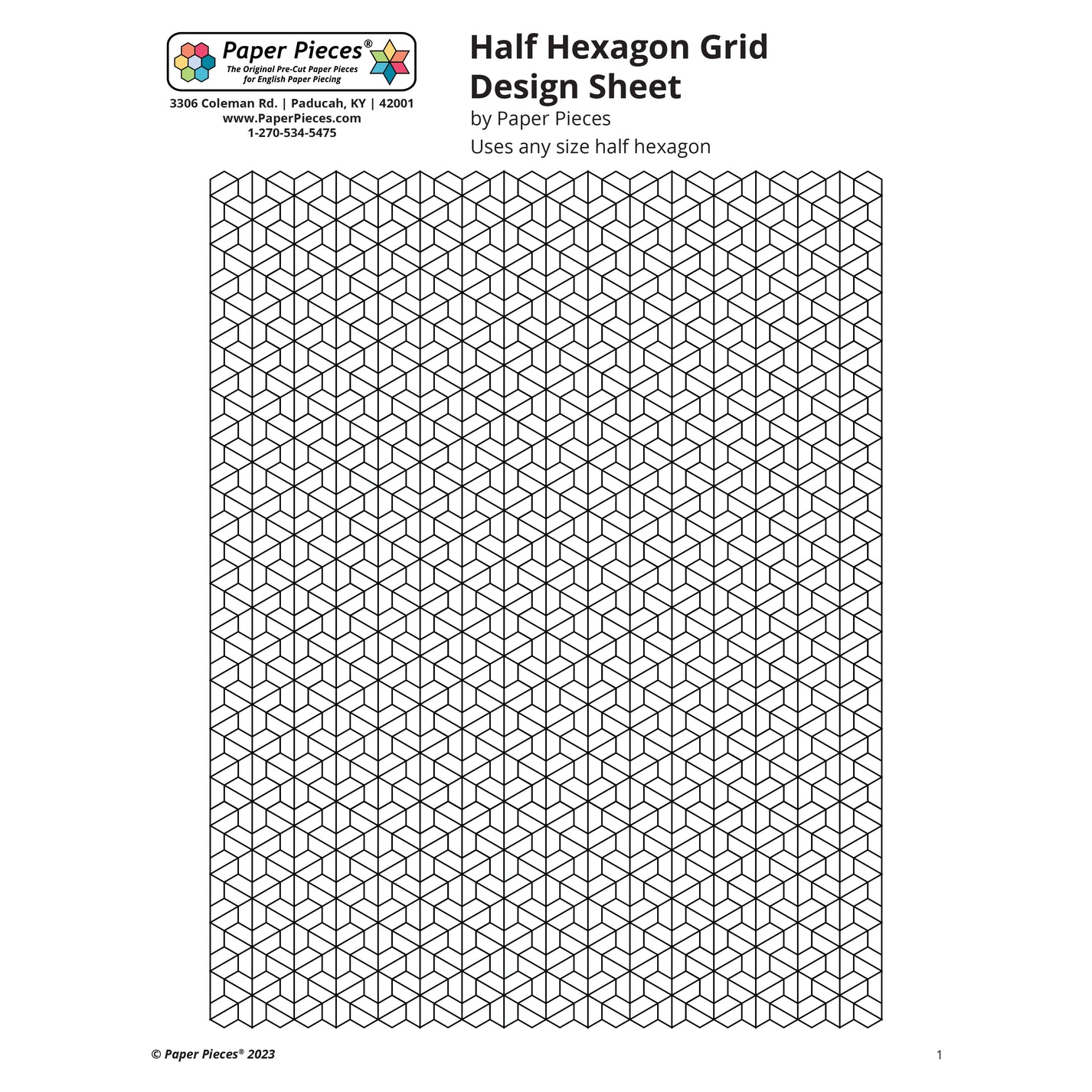 Half Hexagon Grid Design Sheet (Free PDF Downlad) – Paper Pieces
