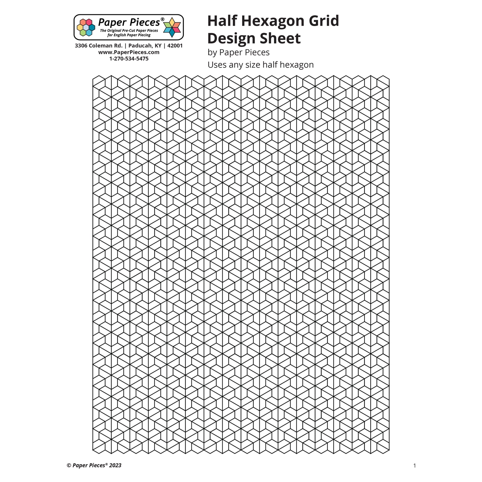 Half Hexagon Grid Design Sheet (Free PDF Downlad) – Paper Pieces