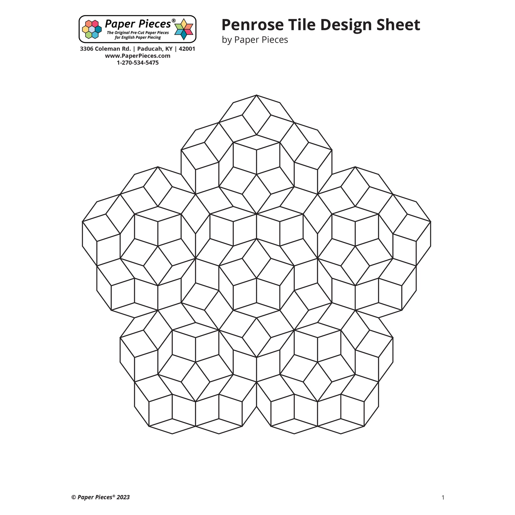 Penrose Tile Design Sheet (Free PDF Download) – Paper Pieces