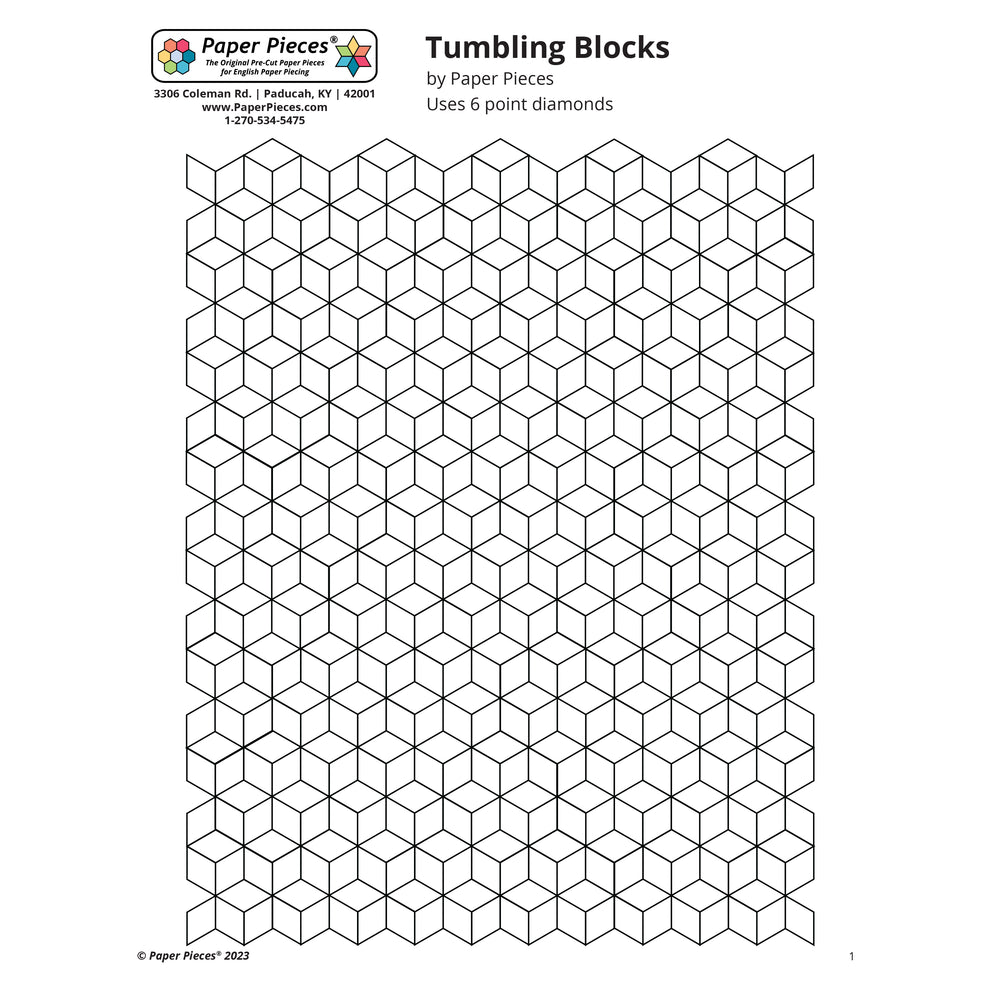 Tumbling Blocks Design Sheet (Free PDF Download) – Paper Pieces