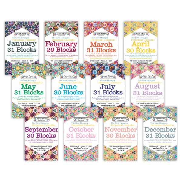 The New Hexagon Perpetual Calendar Piece Packs + Templates – Paper Pieces