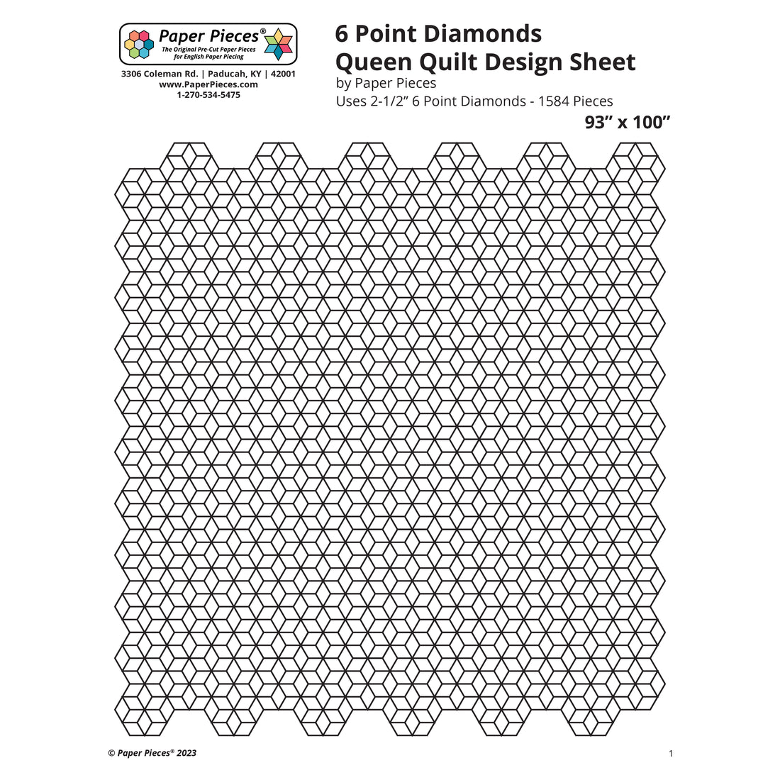 6 Point Diamond Queen Size Quilt Design Sheet (FREE PDF Download ...