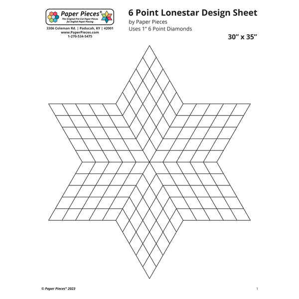 6 Point Lone Star Design Sheet (Free PDF Download) – Paper Pieces