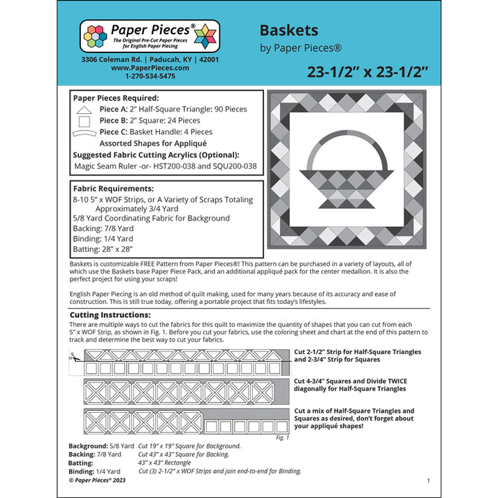 Baskets Pattern by Paper Pieces® (FREE PDF Download)